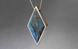 Yellow Labradorite Pendant in Diamond Shape | Pendants | Wesley Harris MFA